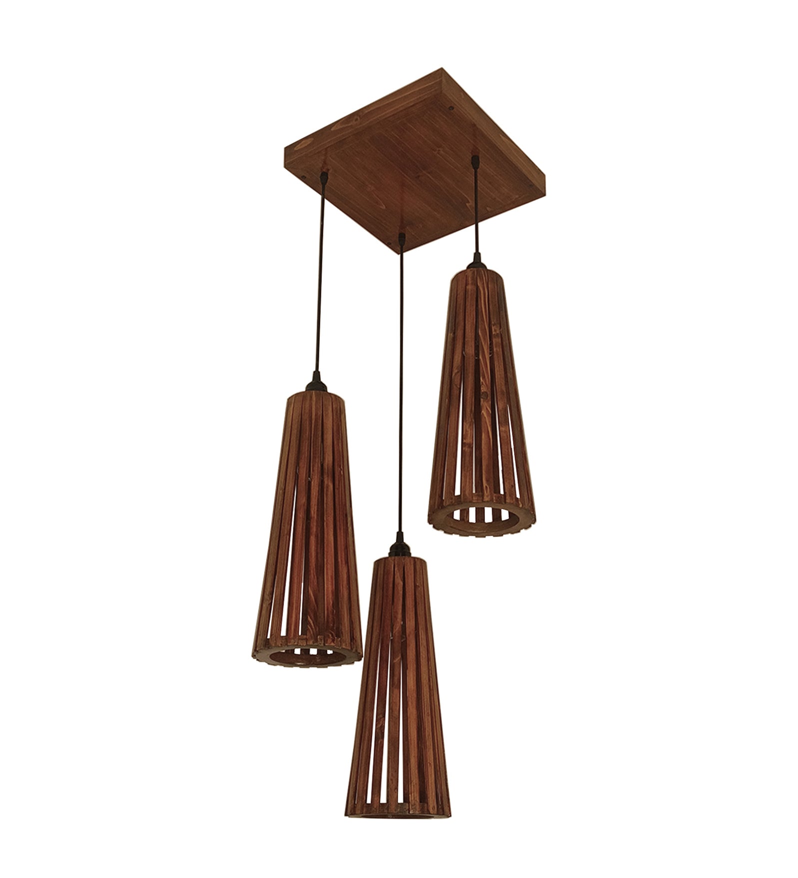 Billet Brown Wooden Cluster Hanging Lamp — Symplify